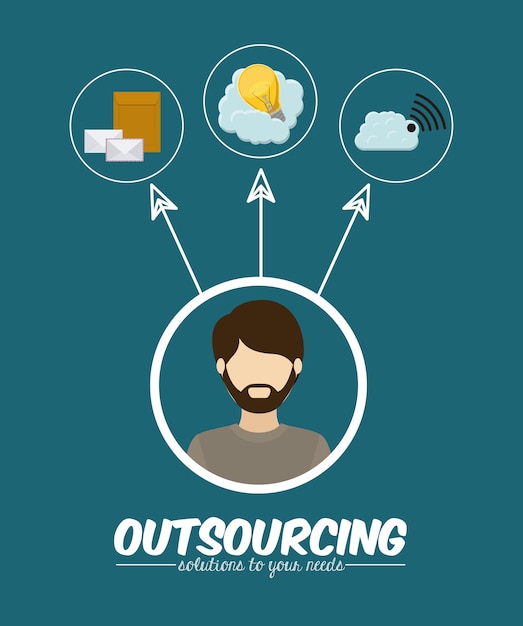 Premium Vector | Outsourcing digital design Premium Vector | Outsourcing digital design