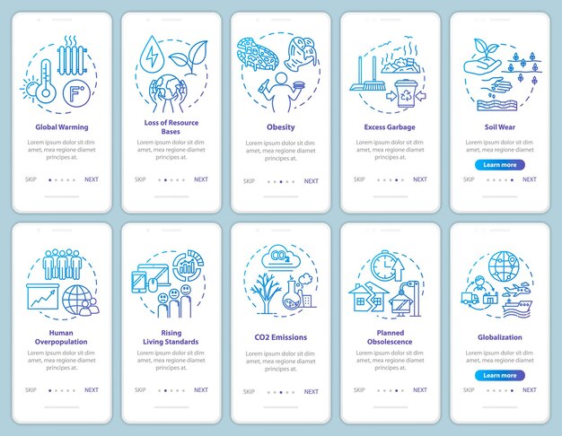Premium Vector | Overconsumption onboarding mobile app page screen with ... Premium Vector | Overconsumption onboarding mobile app page screen with ...