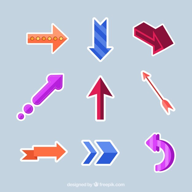 Free Vector | Pack of arrows in flat design Free Vector | Pack of arrows in flat design