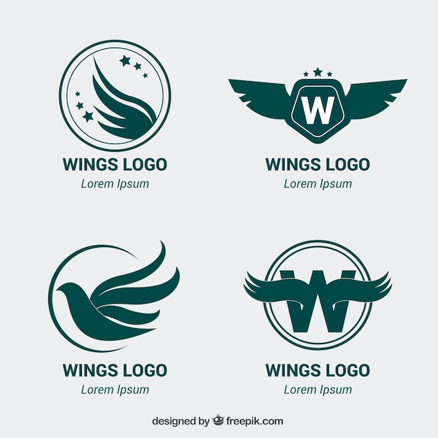 Premium Vector | Pack of four logos with wings Premium Vector | Pack of four logos with wings