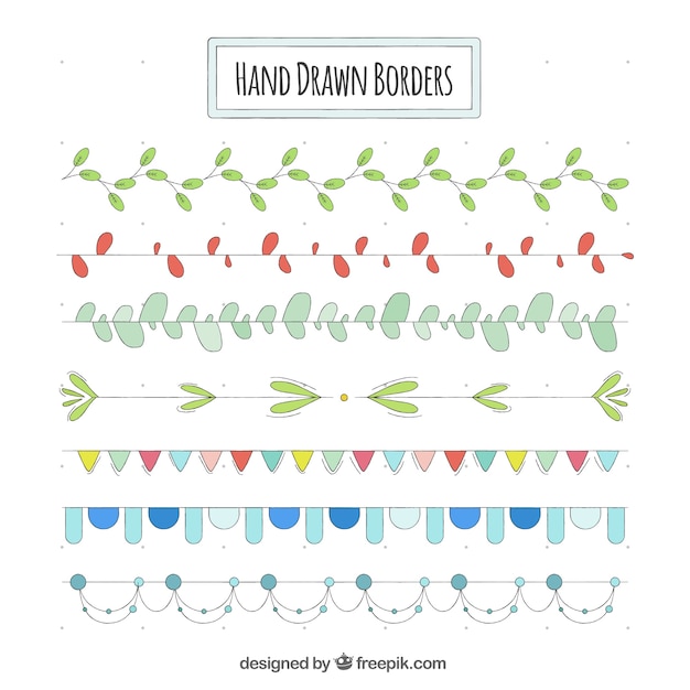 Free Vector | Pack of hand-drawn decorative borders Free Vector | Pack of hand-drawn decorative borders