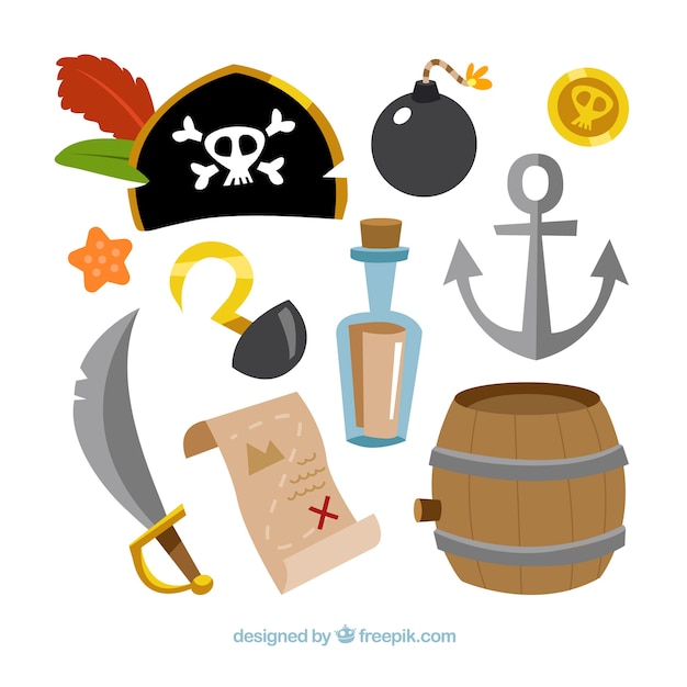 Pack of traditional pirate elements Vector | Free Download Pack of traditional pirate elements Vector | Free Download