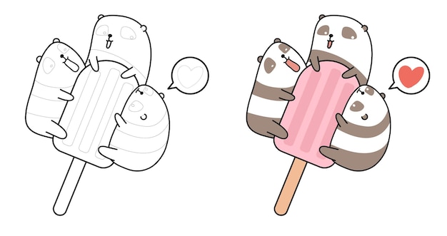 Premium Vector | Pandas are hugging ice cream bar cartoon coloring page ... Premium Vector | Pandas are hugging ice cream bar cartoon coloring page ...