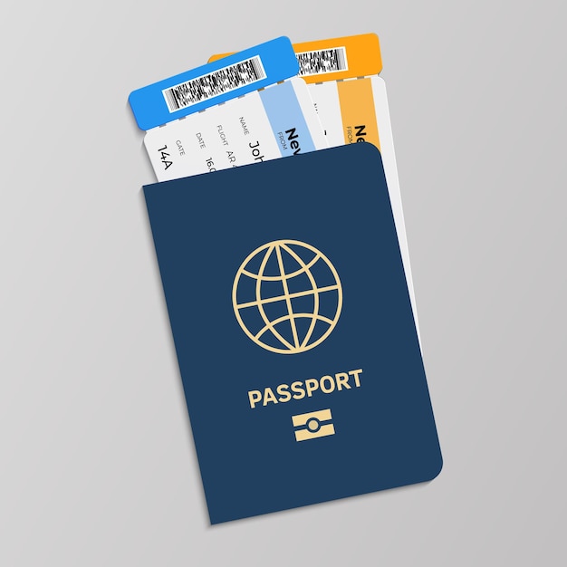 Premium Vector Passport With Boarding Tickets Illustration