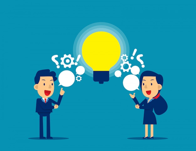 Premium Vector | People exchanging question and ideas Premium Vector | People exchanging question and ideas