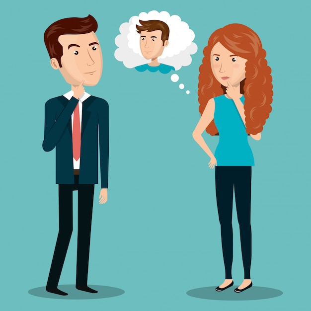 Premium Vector | People persons thinking icon Premium Vector | People persons thinking icon
