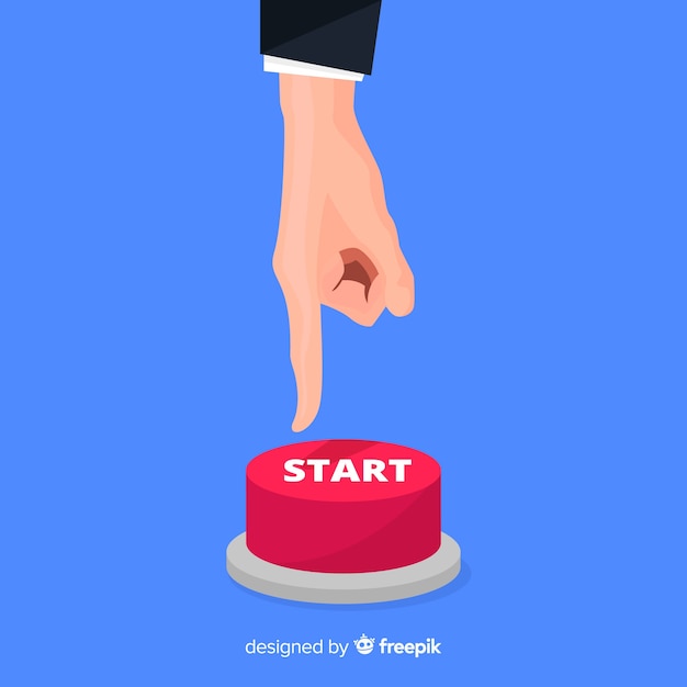 Free Vector | Person pressing start button Free Vector | Person pressing start button