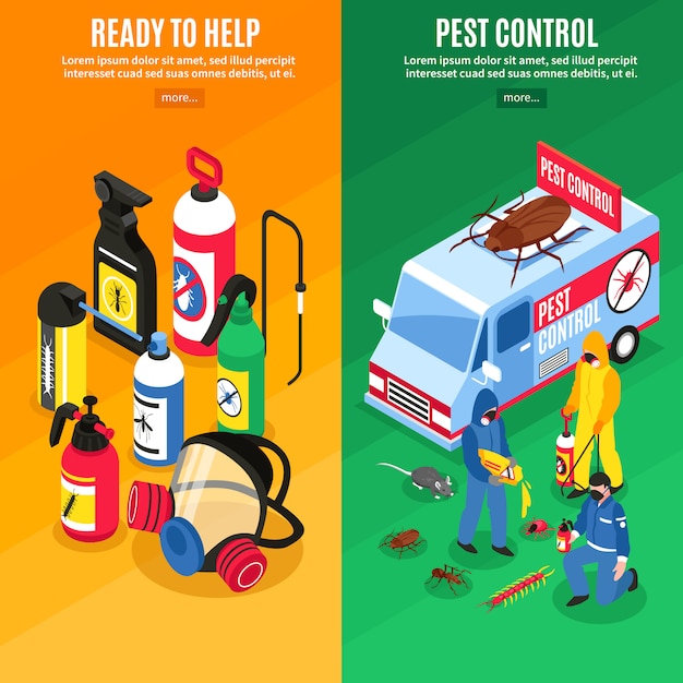Free Vector | Pest control isometric vertical banners Free Vector | Pest control isometric vertical banners