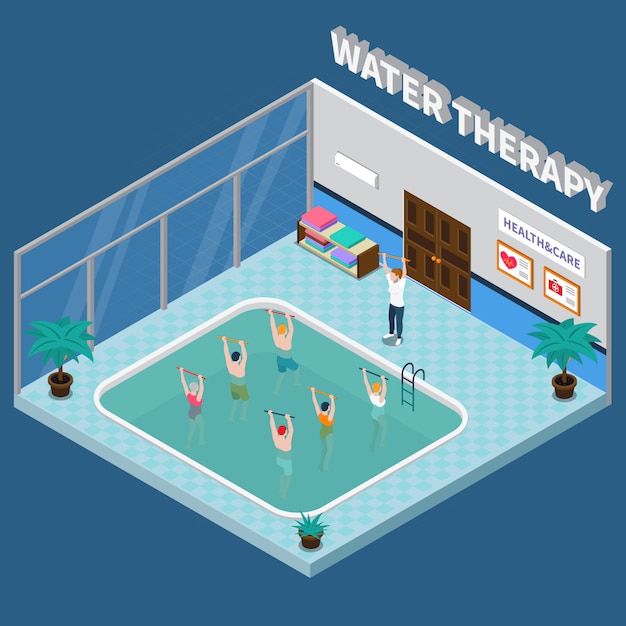 Free Vector Physiotherapy Rehabilitation Clinic Isometric Interior