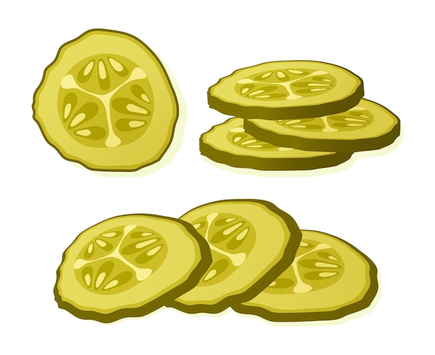 Premium Vector Pickled Cucumber Slice Isolated On White Background