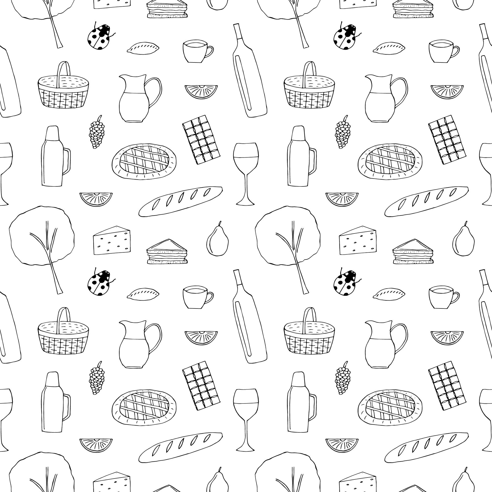 Premium Vector | Picnic seamless pattern vector illustration, hand drawing Premium Vector | Picnic seamless pattern vector illustration, hand drawing