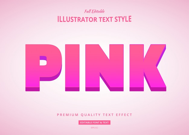 Premium Vector Pink 3d Text Style Effect