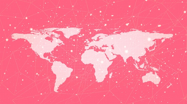 Premium Vector | Pink global network system technology background Premium Vector | Pink global network system technology background