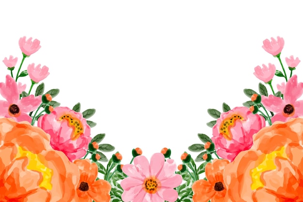 Premium Vector | Pink orange flower background with watercolor Premium Vector | Pink orange flower background with watercolor