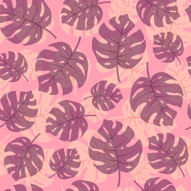 Premium Vector Pink Tropical Leaves Seamless Pattern