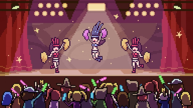 Premium Vector | Pixel art scene dance concert Premium Vector | Pixel art scene dance concert