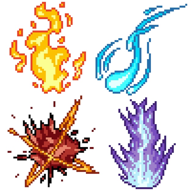 Premium Vector | Pixel art set isolated fantasy effect Premium Vector | Pixel art set isolated fantasy effect