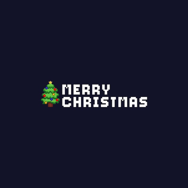 Premium Vector | Pixel christmas tree with merry christmas text. Premium Vector | Pixel christmas tree with merry christmas text.