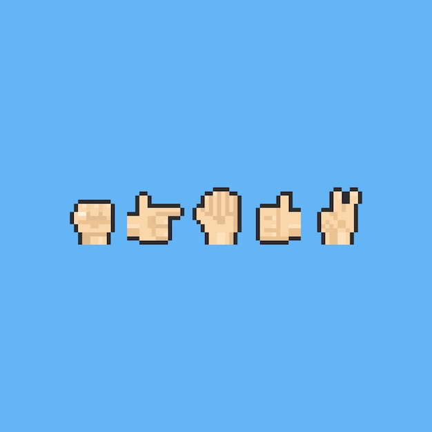 Premium Vector | Pixel hand set. 8bit. Premium Vector | Pixel hand set. 8bit.