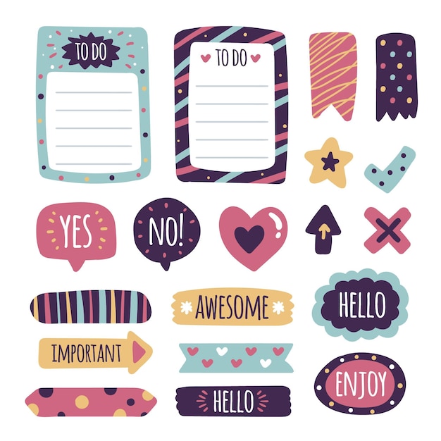 Free Vector Planner Scrapbook Set