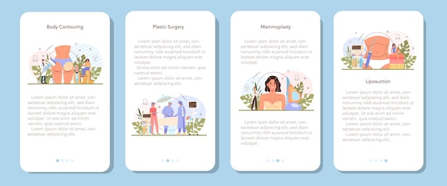 Premium Vector | Plastic surgery mobile application banner set Premium Vector | Plastic surgery mobile application banner set