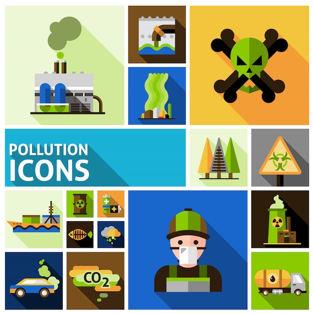 Pollution icons set | Free Vector Pollution icons set | Free Vector