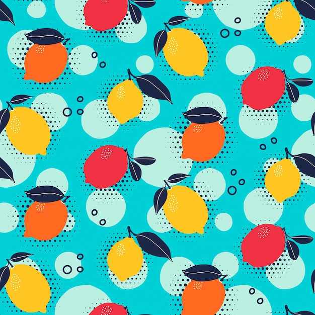 Premium Vector | Pop art style citrus seamless pattern Premium Vector | Pop art style citrus seamless pattern