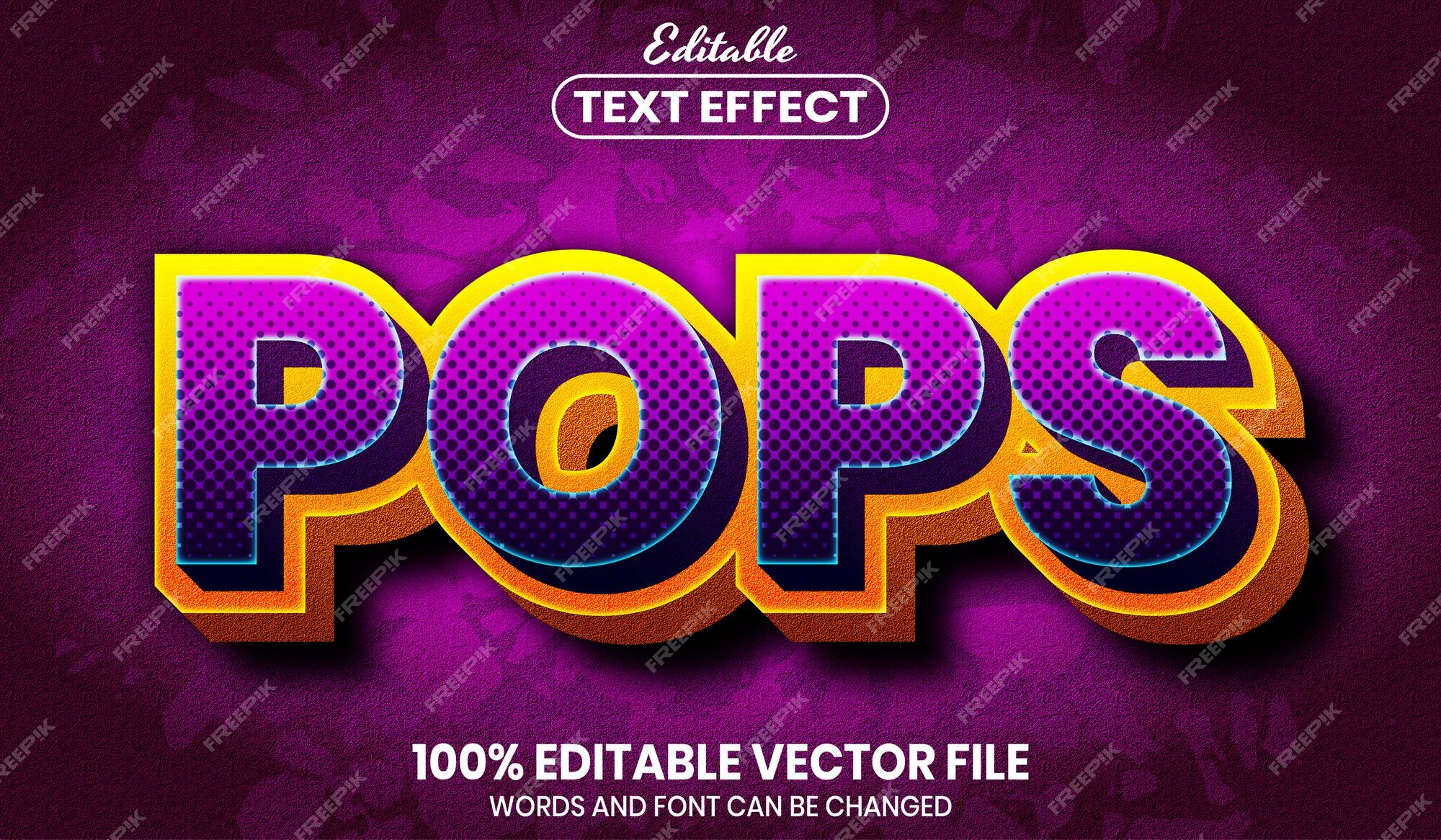Premium Vector | Pops text, font style editable text effect Premium Vector | Pops text, font style editable text effect
