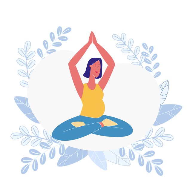 Premium Vector | Pregnant lady meditating flat Premium Vector | Pregnant lady meditating flat
