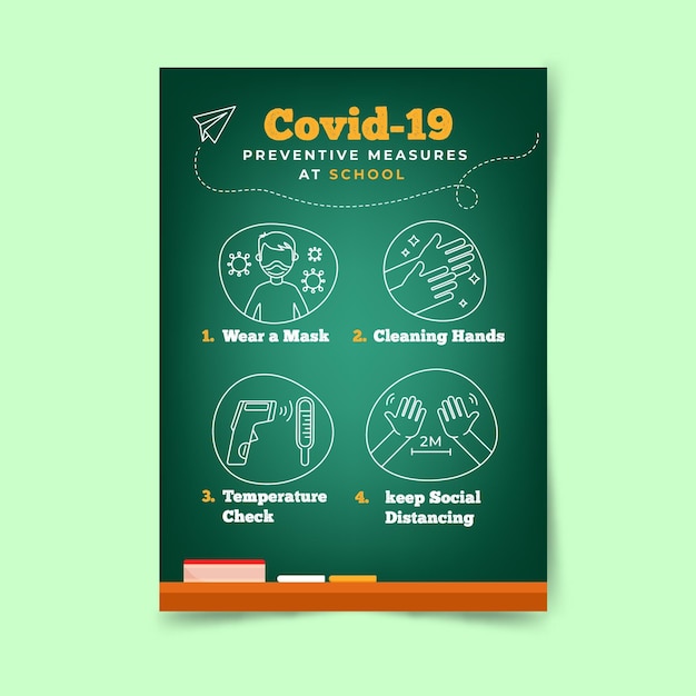 Premium Vector | Preventive measures at school poster Premium Vector | Preventive measures at school poster