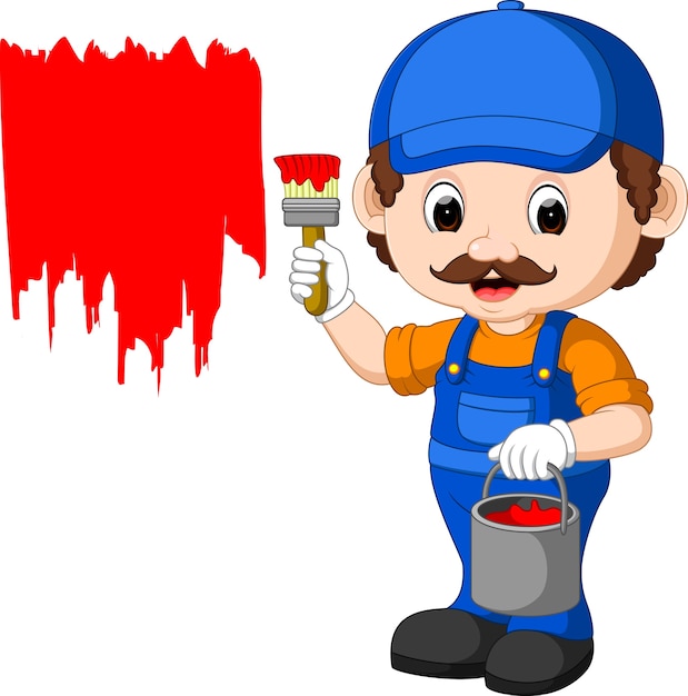 Premium Vector | Professional painter cartoon Premium Vector | Professional painter cartoon