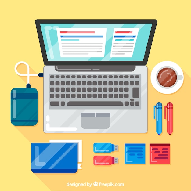 Free Vector Professional Workspace With Flat Design