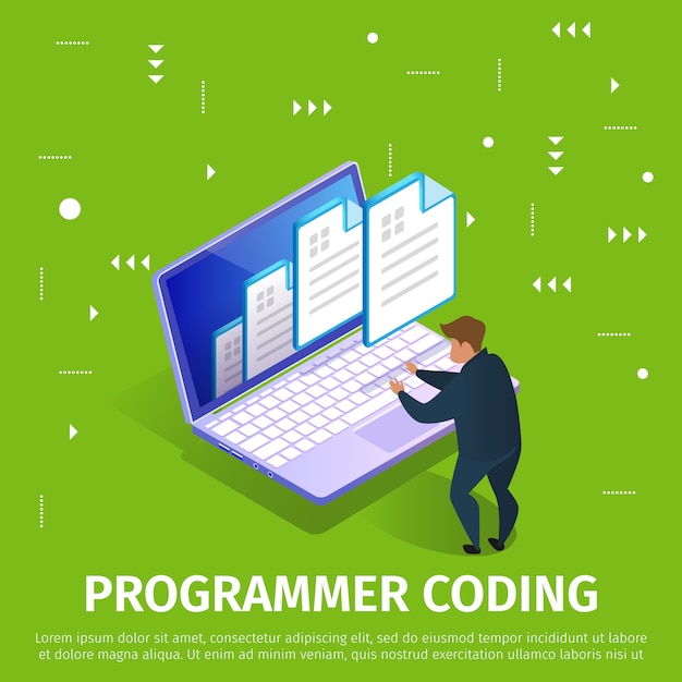 Premium Vector Programmer Coding Banner With Abstract Pattern