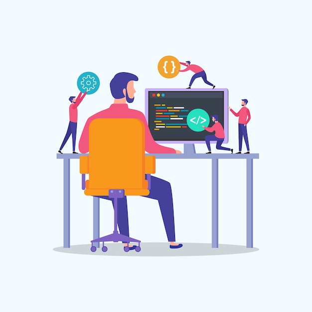 Premium Vector Programmers Code The Web Site On The Computer