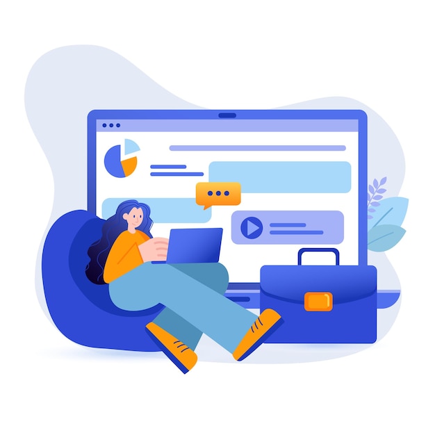 Premium Vector Programmers Room Interior Illustration In Flat Style