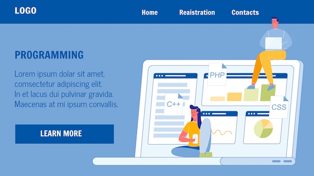 Premium Vector Programming Coding Vector Landing Page Template