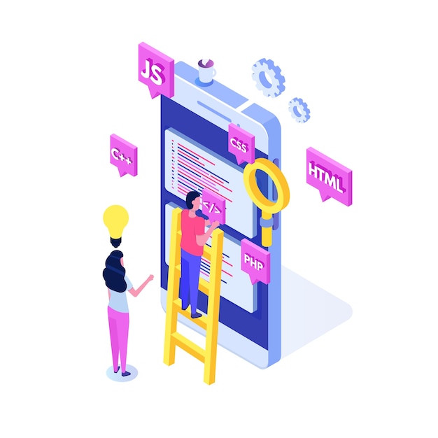 Premium Vector Programming Software Or App Development Isometric