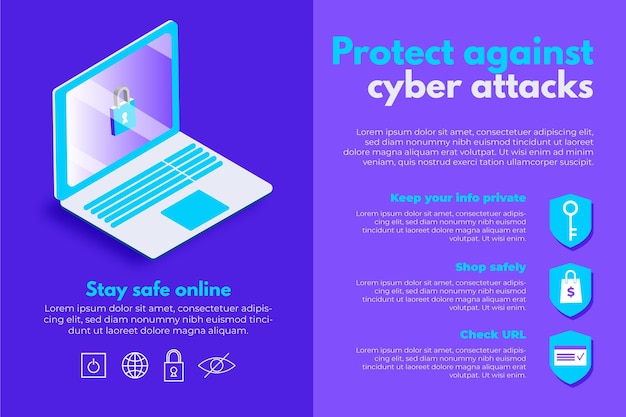 Free Vector Protect Against Cyber Attacks Infographic