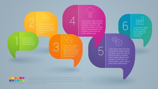 Premium Vector | Rainbow color speech bubble infographics step by step ... Premium Vector | Rainbow color speech bubble infographics step by step ...