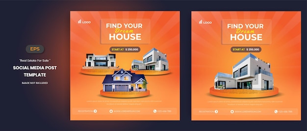 Premium Vector | Real estate house for sale social media post templates Premium Vector | Real estate house for sale social media post templates