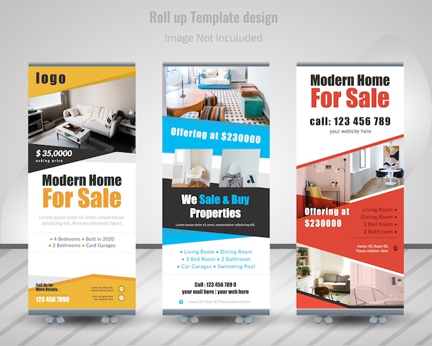 Premium Vector | Real estate roll up banner design Premium Vector | Real estate roll up banner design