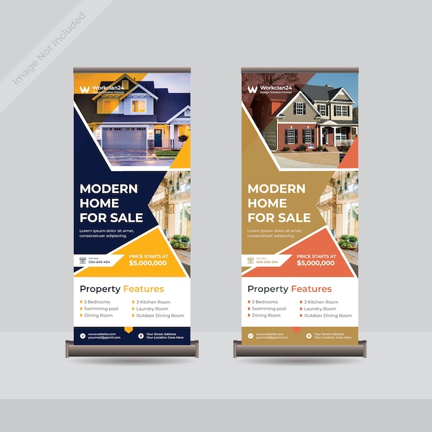 Premium Vector | Real estate roll up stand banner template Premium Vector | Real estate roll up stand banner template