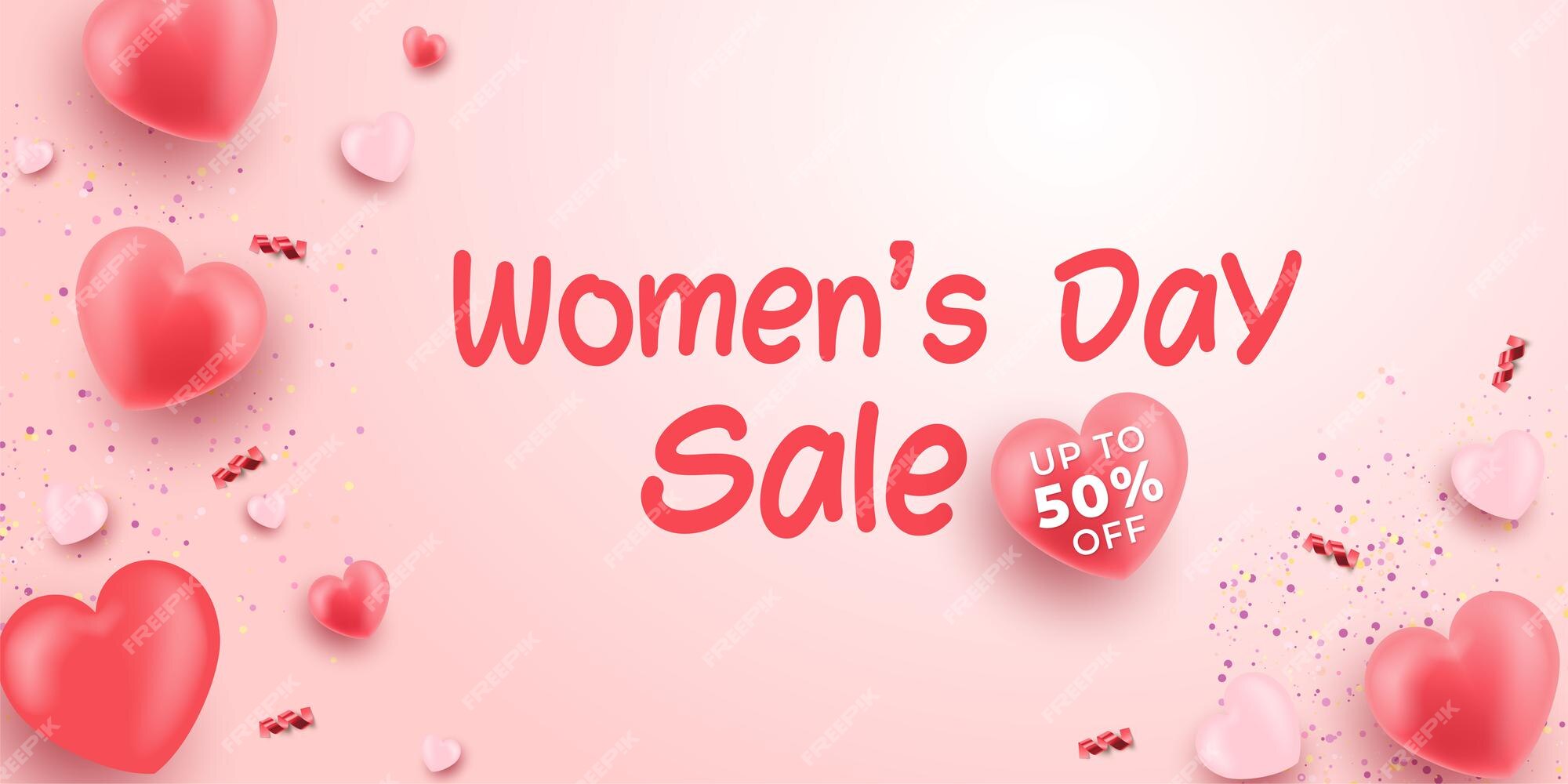 Premium Vector | Realistic banner women's day sale vector design template Premium Vector | Realistic banner women's day sale vector design template