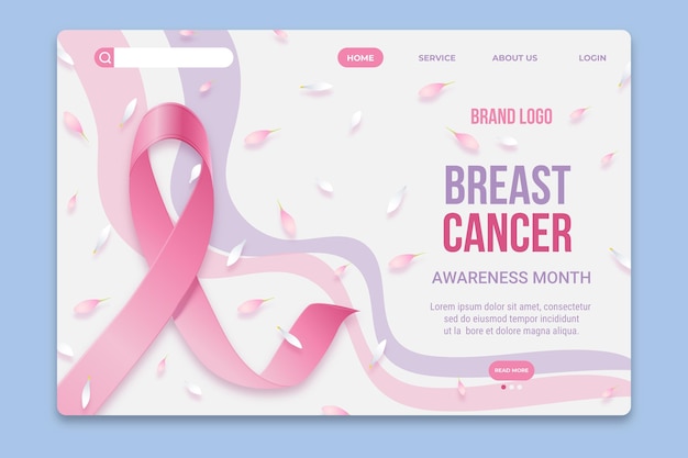 Free Vector Realistic Breast Cancer Awareness Month Landing Page Template