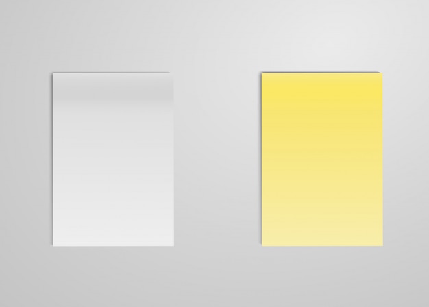 Premium Vector | Realistic colorful blank paper sheets on light grey board. Premium Vector | Realistic colorful blank paper sheets on light grey board.