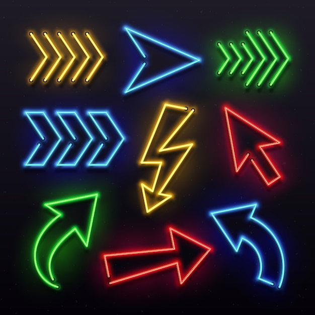 Premium Vector | Realistic neon arrows Premium Vector | Realistic neon arrows