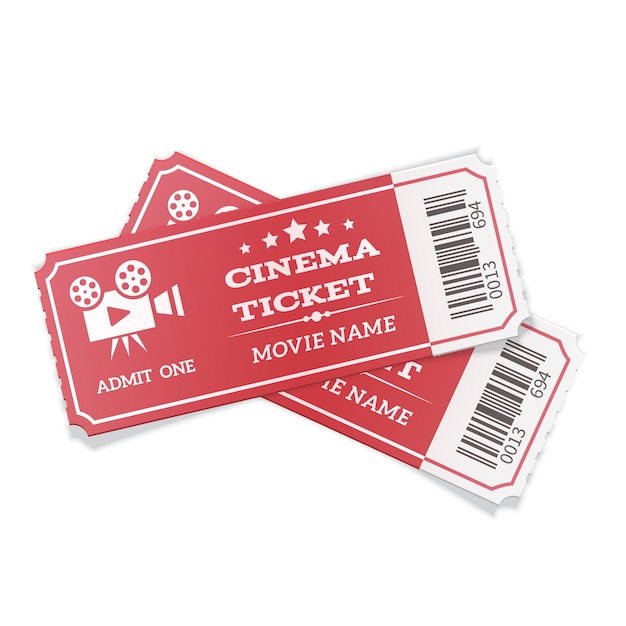 Premium Vector | Realistic pair of modern red movie tickets isolated on ... Premium Vector | Realistic pair of modern red movie tickets isolated on ...