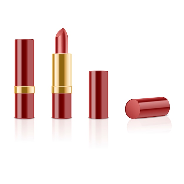 Premium Vector | Realistic red lipsticks Premium Vector | Realistic red lipsticks