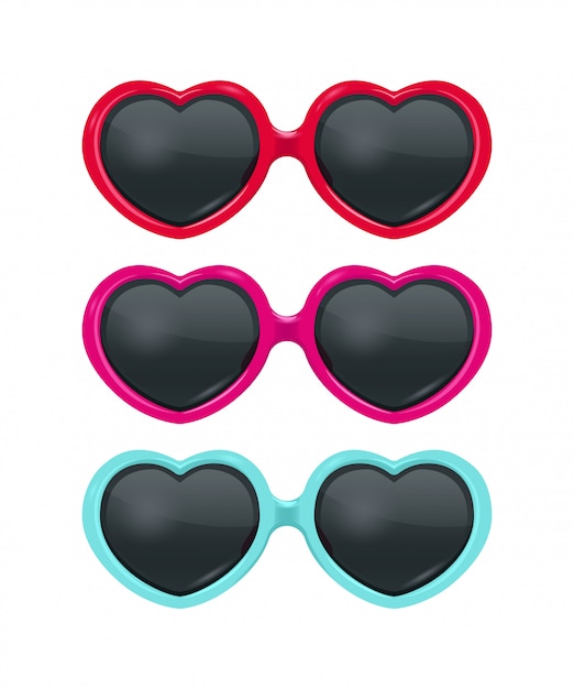 Premium Vector | Realistic sunglasses heart collection Premium Vector | Realistic sunglasses heart collection