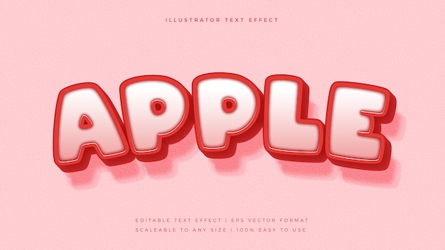 Premium Vector | Red apple text style font effect Premium Vector | Red apple text style font effect